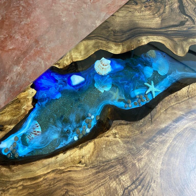 Deep Ocean with Seashell Custom Made – Epoxy Table – Ories Wood