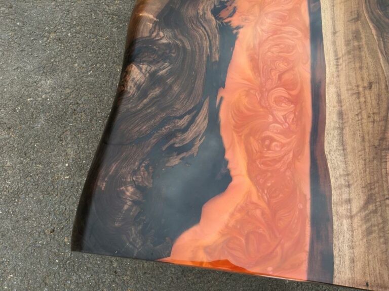 Dark Walnut Lava Orange-Epoxy Table – Ories Wood