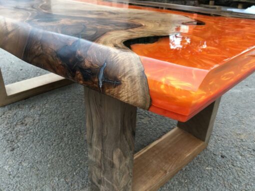 Dark Walnut Lava Orange-Epoxy Table – Ories Wood