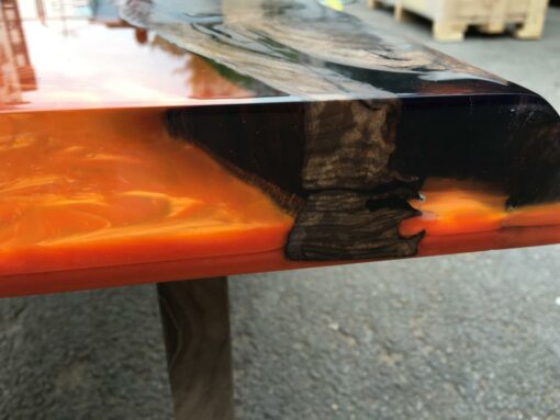 Dark Walnut Lava Orange-Epoxy Table – Ories Wood