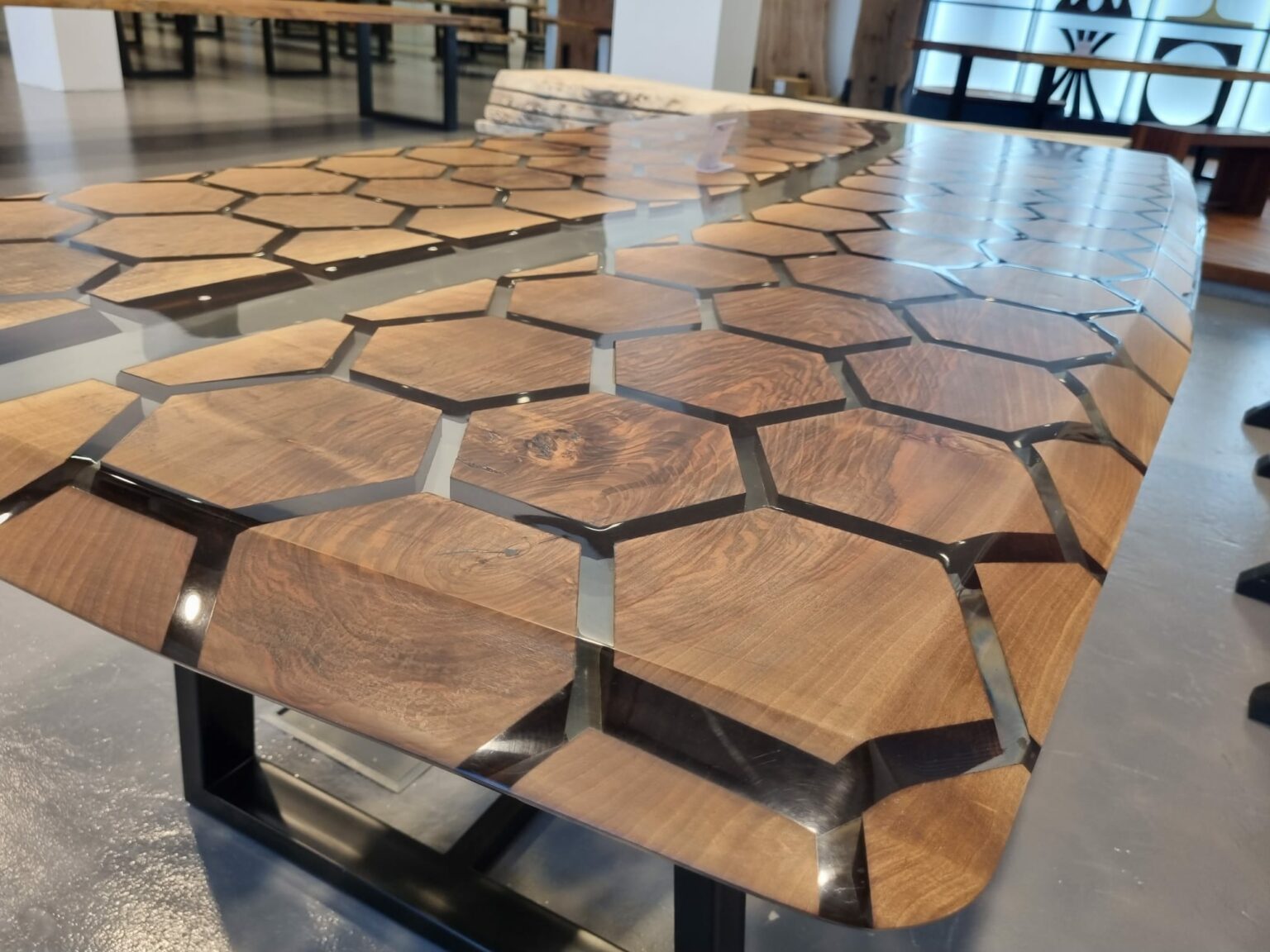 Hexagon Designed Walnut Brown Custom Order- Dining table – Coffe Table ...