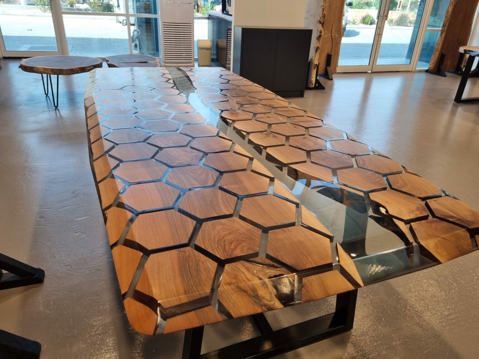 Hexagon Designed Walnut Brown Custom Order- Dining table – Coffe Table ...